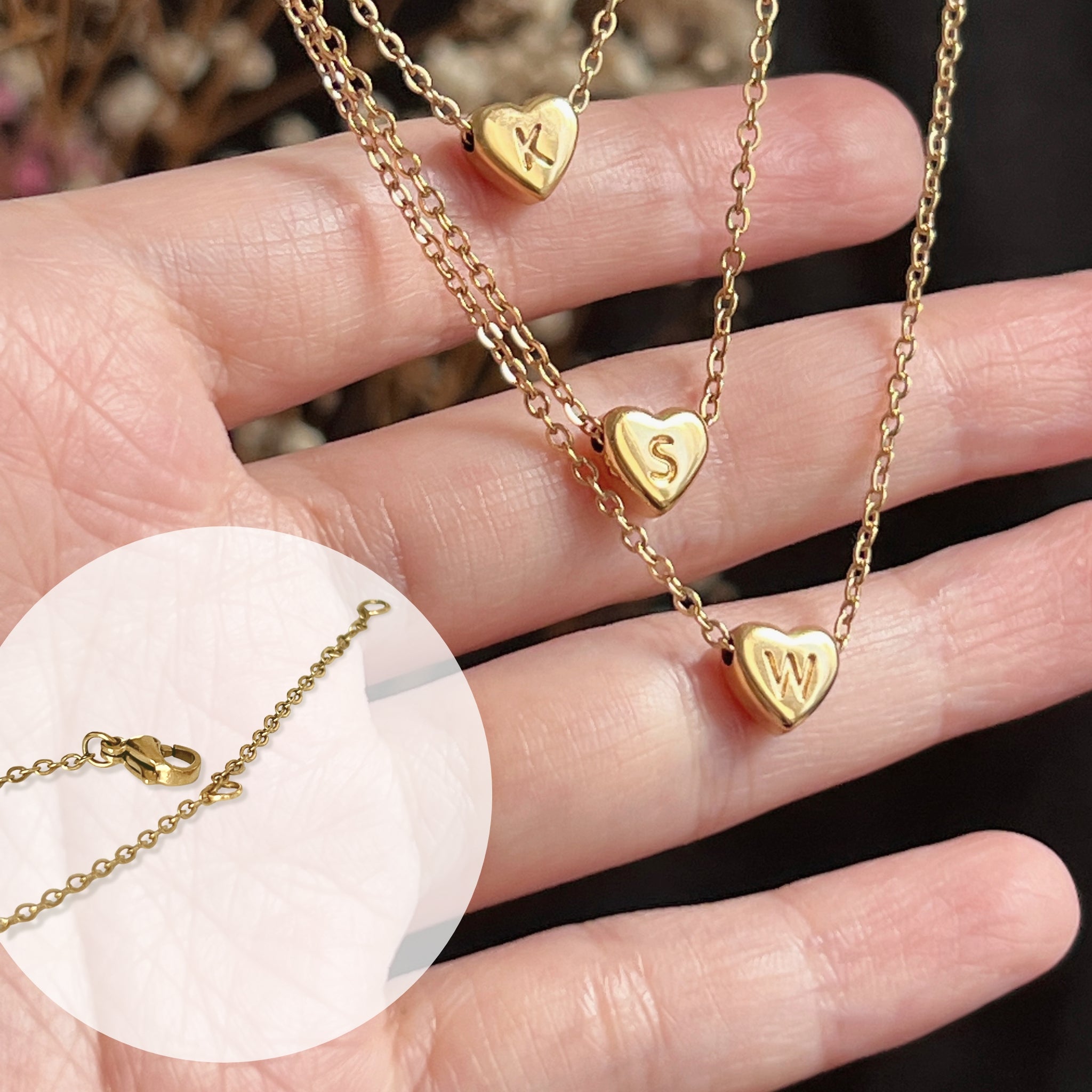 Mini Heart Alphabet Necklaces | The Aura